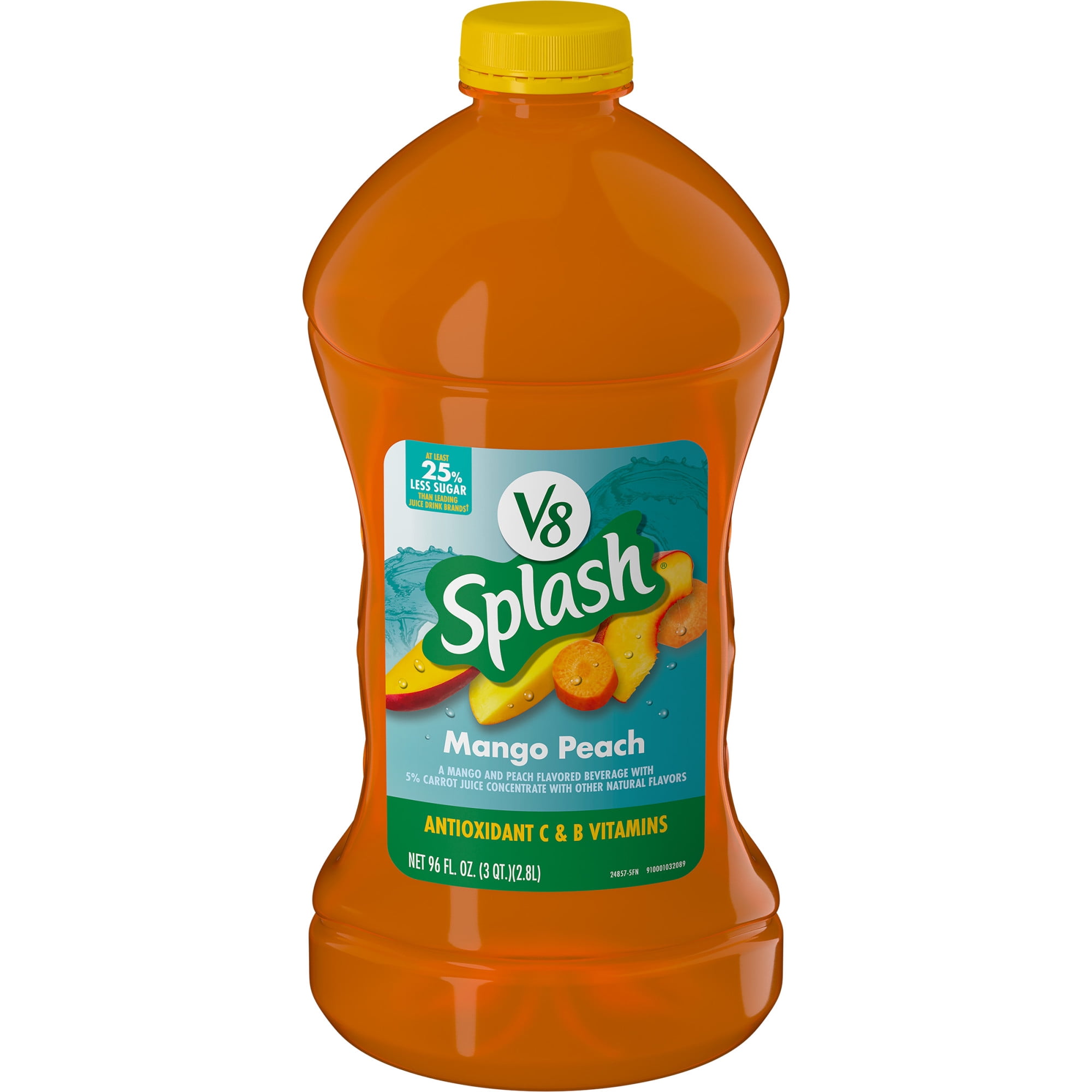 V8 Splash Mango Peach Flavored Juice Beverage, 96 fl oz Bottle ...