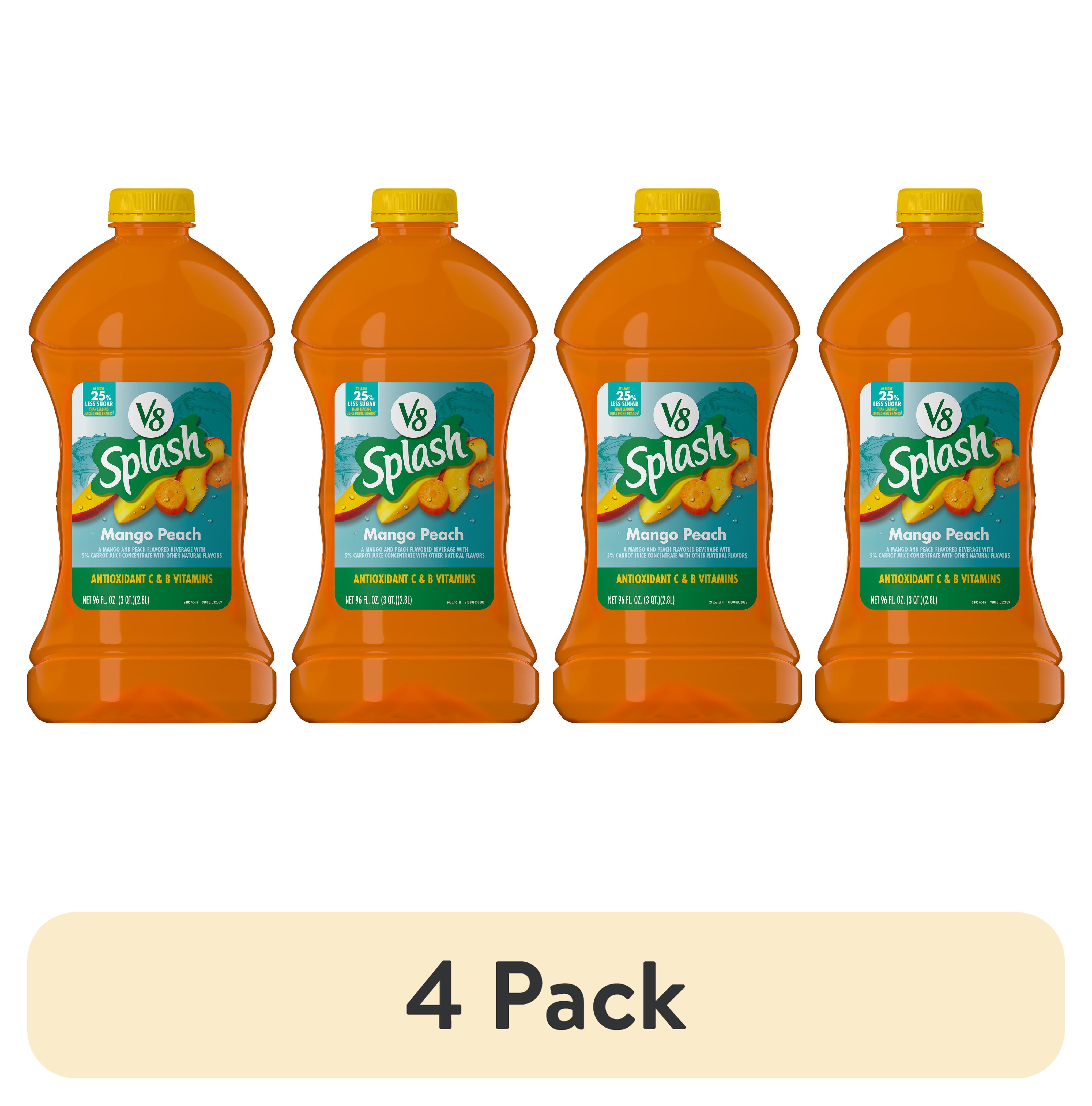 (4 pack) V8 Splash Mango Peach Flavored Juice Beverage, 96 fl oz Bottle ...