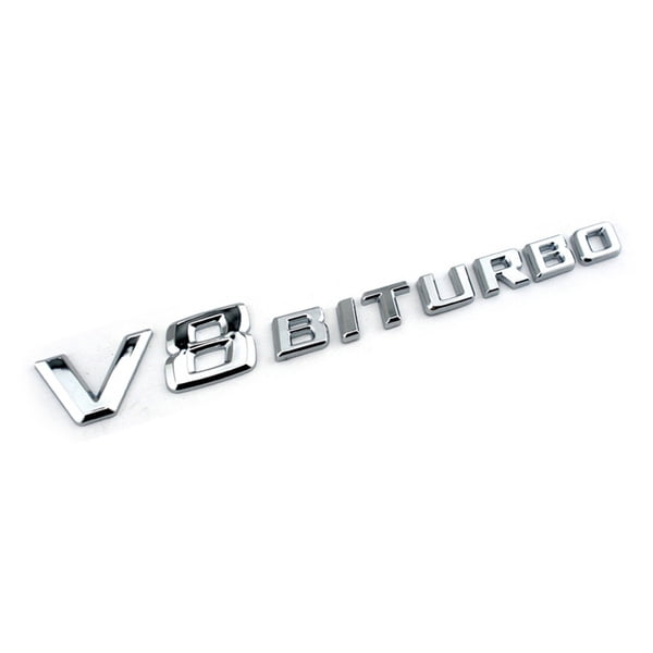 V8 V12 BITURBO Car Side Fender Trunk Letters Logo Sticker Nameplate ABS ...