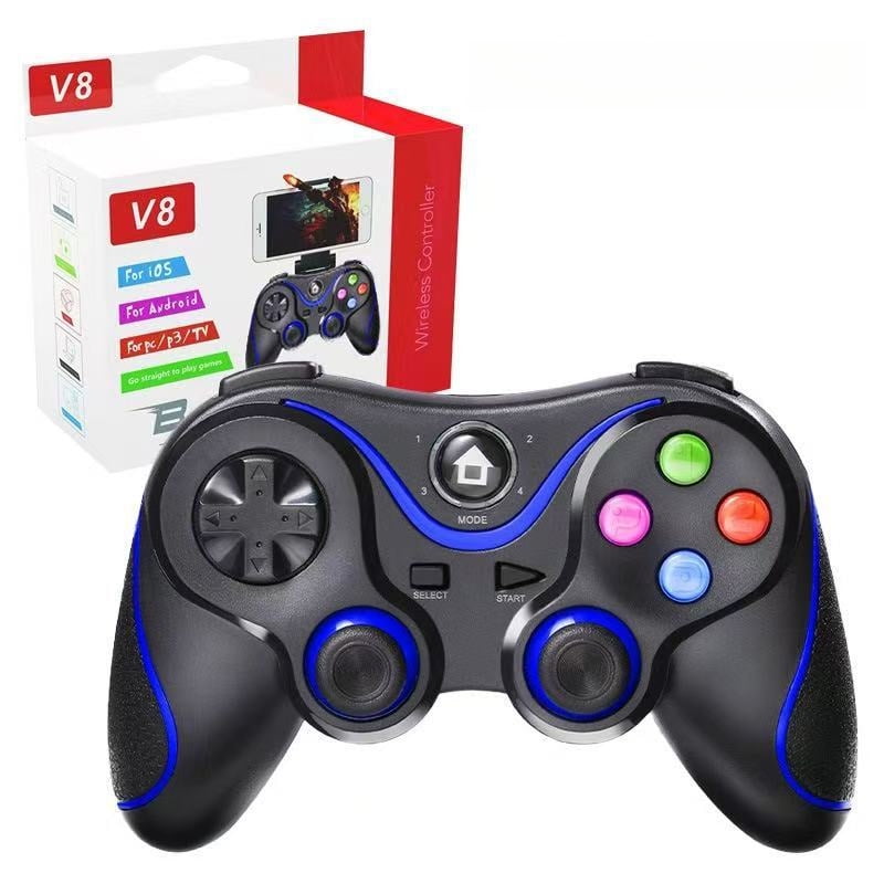 V8 Wireless Game Controller Joystick Gamepad with Phone Holder for ...