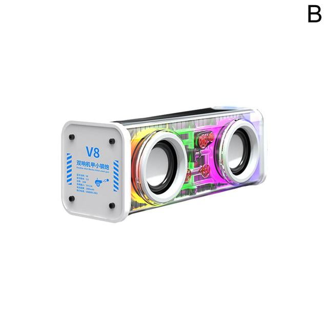 V8 dual-tone transparent mech speaker rgb light bluetooth portable ...