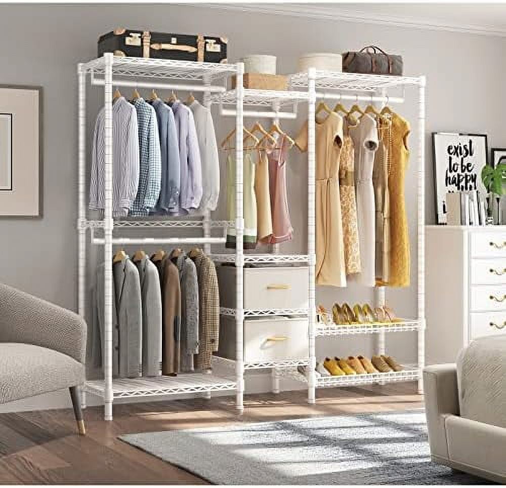 V8i Wire Garment Rack Heavy Duty with Adjustable Shelves & Shoes Racks ...