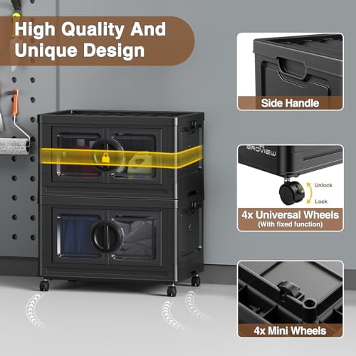 V9 112Gal Storage Bins with Lids, Stackable Collapsible Storage Bins ...