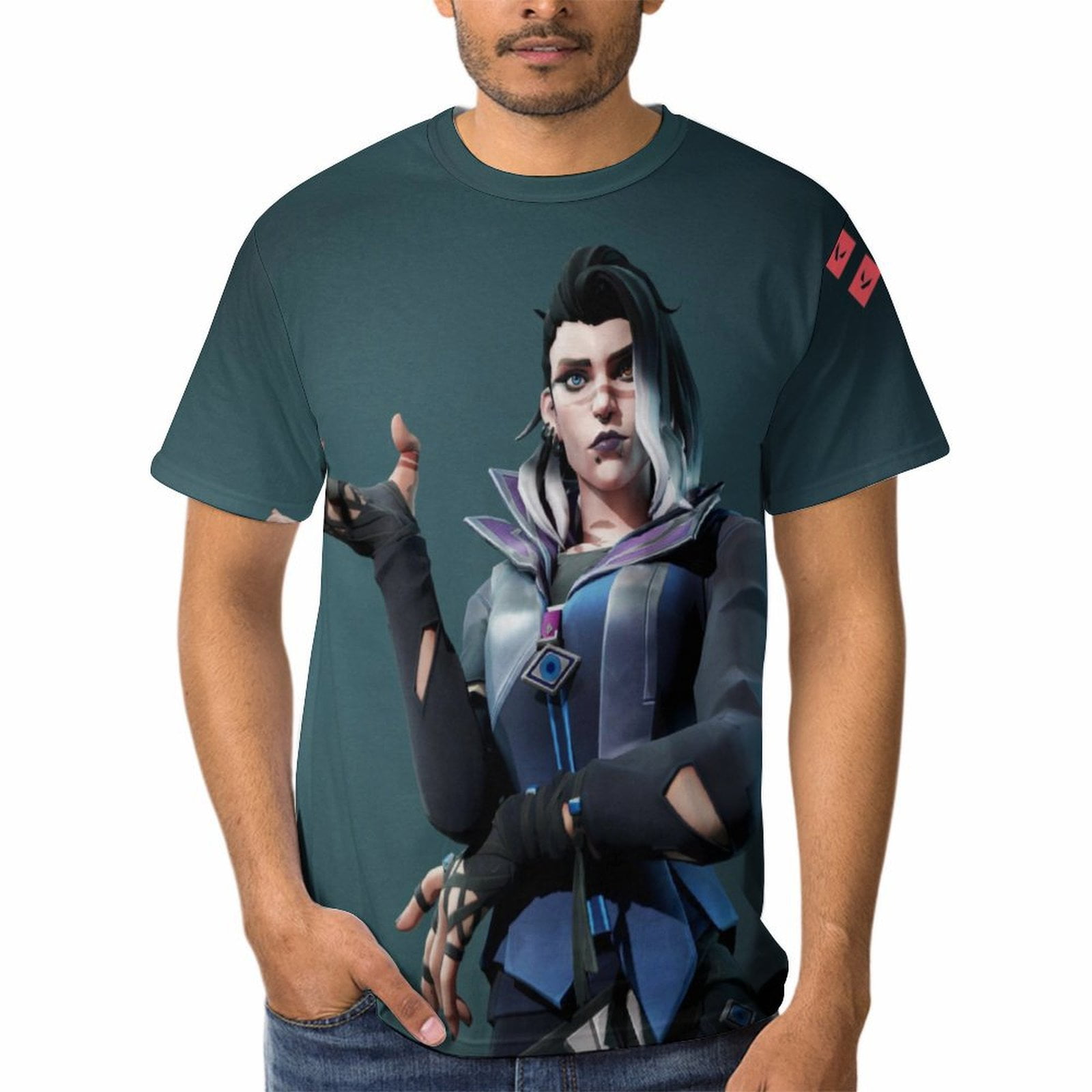VA-LO-RANT Anime Character T-shirt Summer Round Collar Loose for Men ...