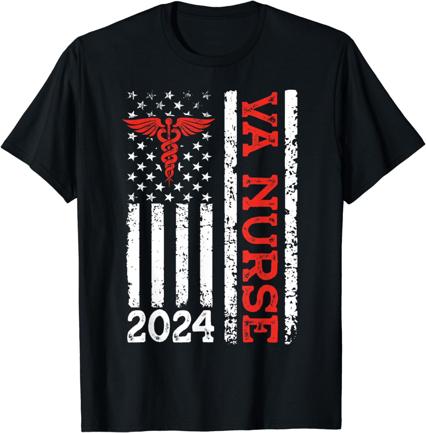 VA Nurse Est 2024 American Flag Patriotic Nurse Week 2024 T-Shirt ...