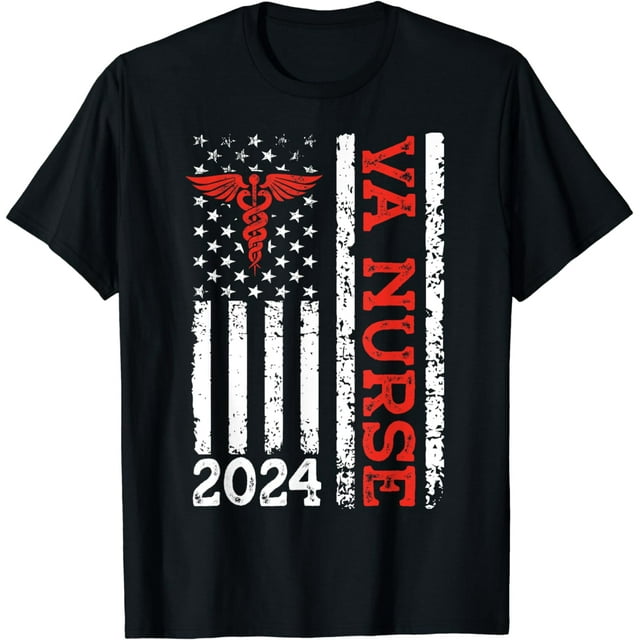VA Nurse Est 2024 American Flag Patriotic Nurse Week 2024 T-Shirt ...