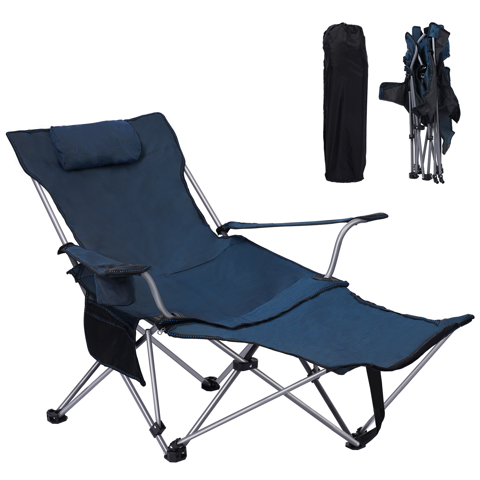 GVDV Folding Camping Chair with Removable Footrest and Adjustable ...