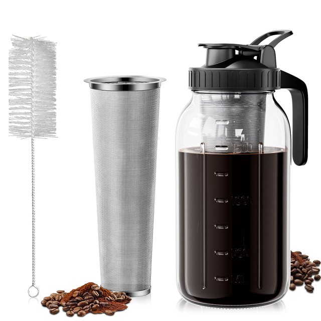 VA1KENE 64oz Cold Brew Coffee Maker with Stainless Steel Filter 2 Quart ...