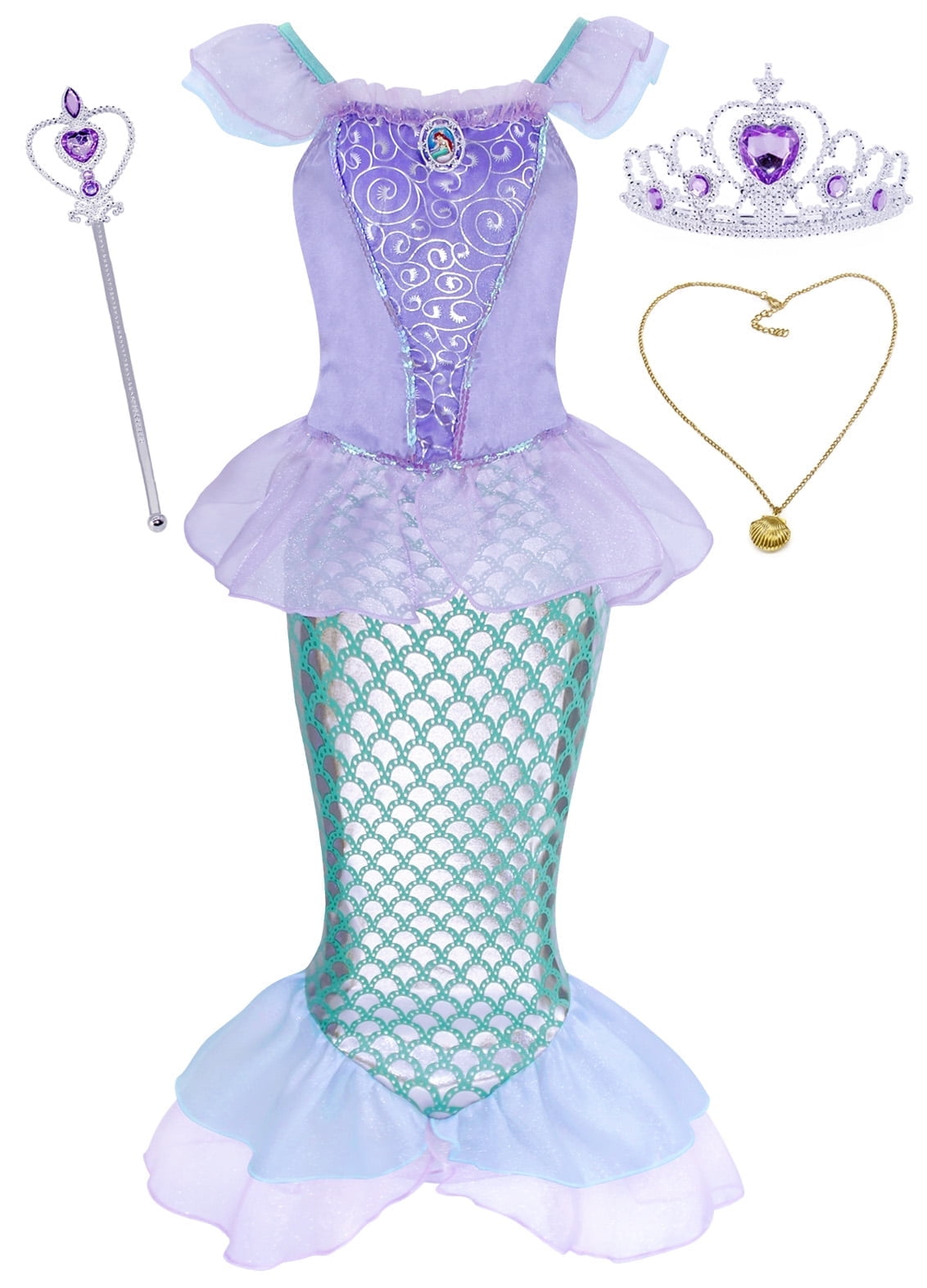 VAAT Jurebecia Girls Mermaid Tail Dress, Seafoam Green Sparkly Costume ...