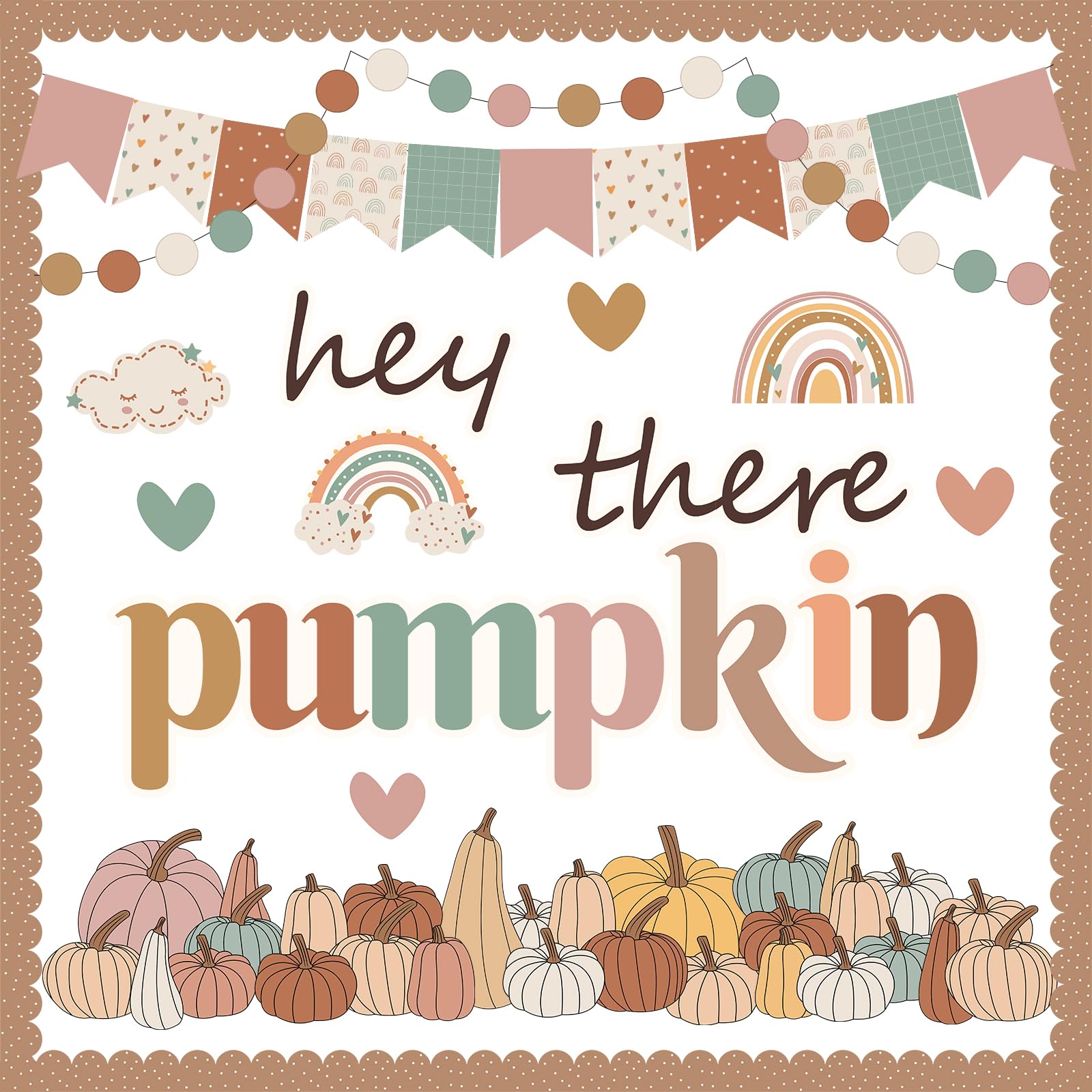 VABAMNA Fall Pumpkin Bulletin Board Decorations for Classroom, Boho ...