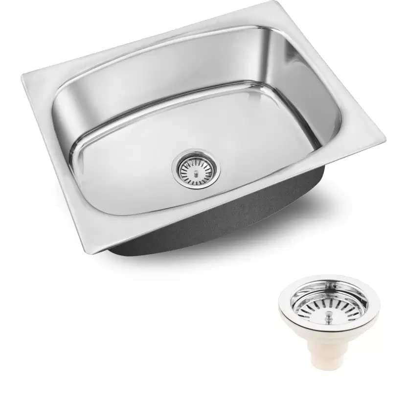 VACLIX Indian Kitchen Sink 24 x 18 x 9 Stainless Steel Oval Single Bowl ...