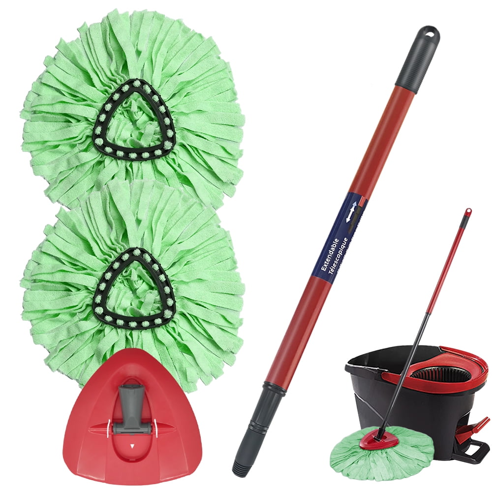 VACUSHOP 4 Pack Spin Mop Replacement Head with 1 Rotating Mop Base And ...