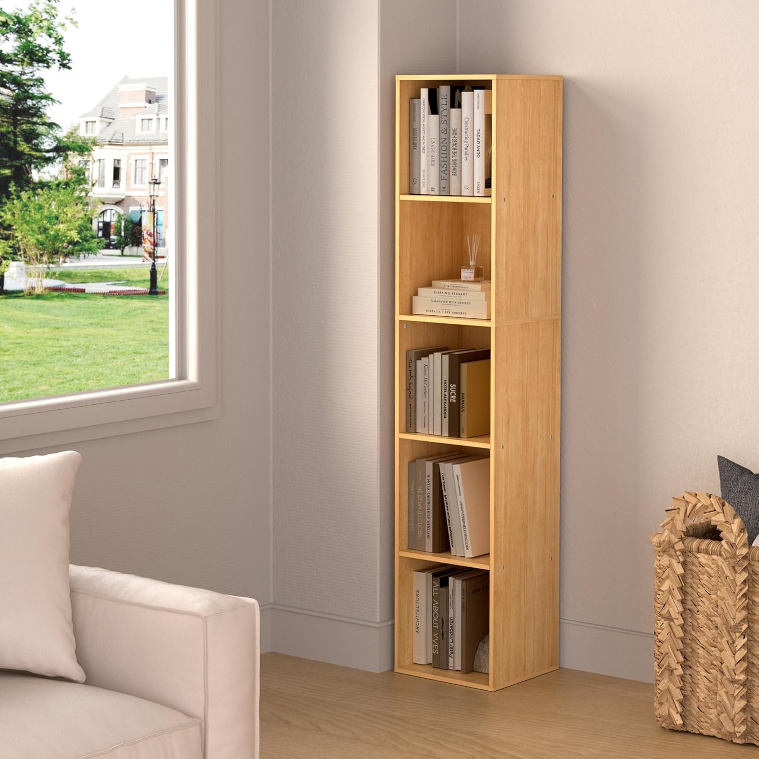 VAFHYLISS 5 Cube Storage Organizer with Closed Back Panel- Wooden 5 ...