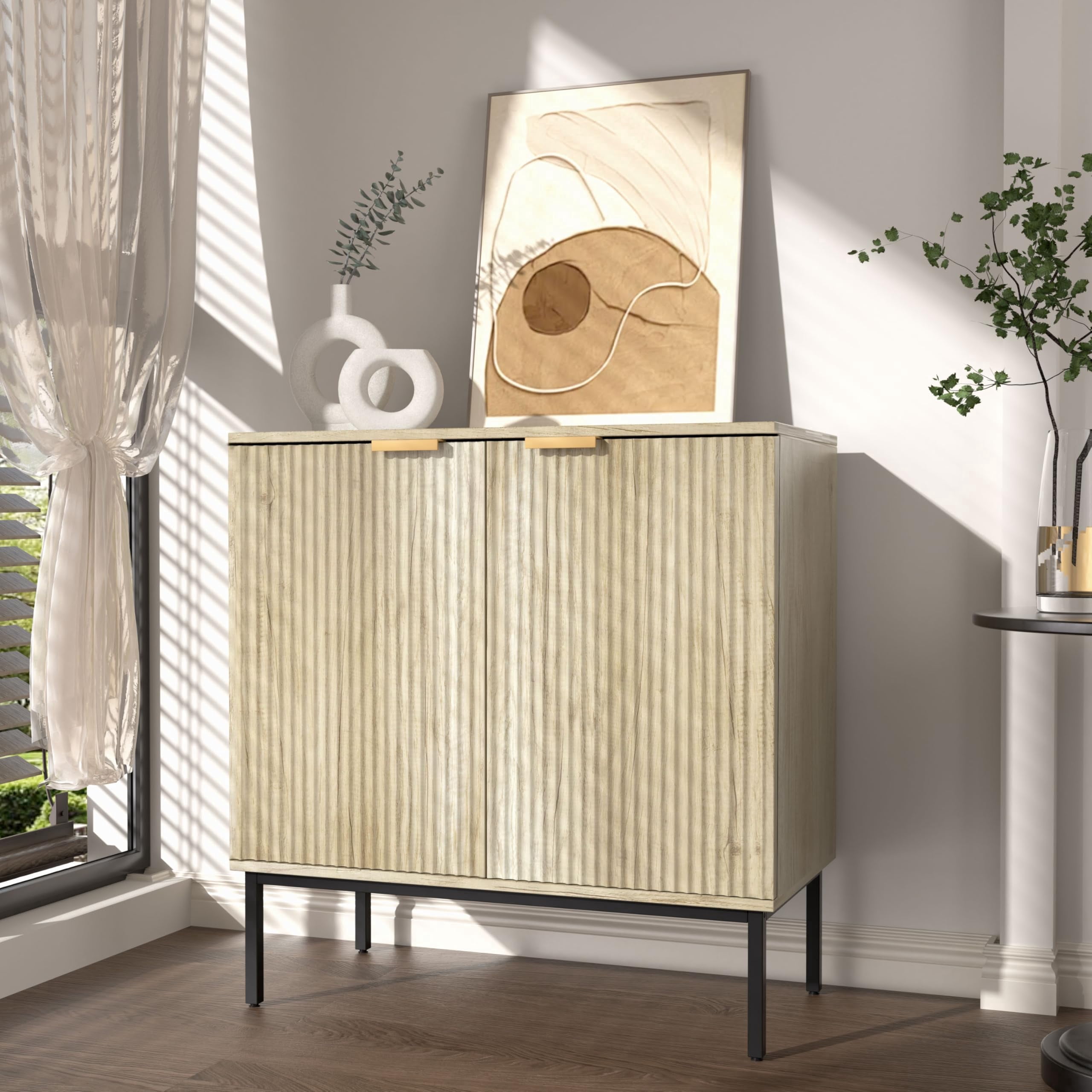 VAFHYLLIS Fluted Buffet Cabinet, Sideboard, 31.5“ Wooden sideboards and ...