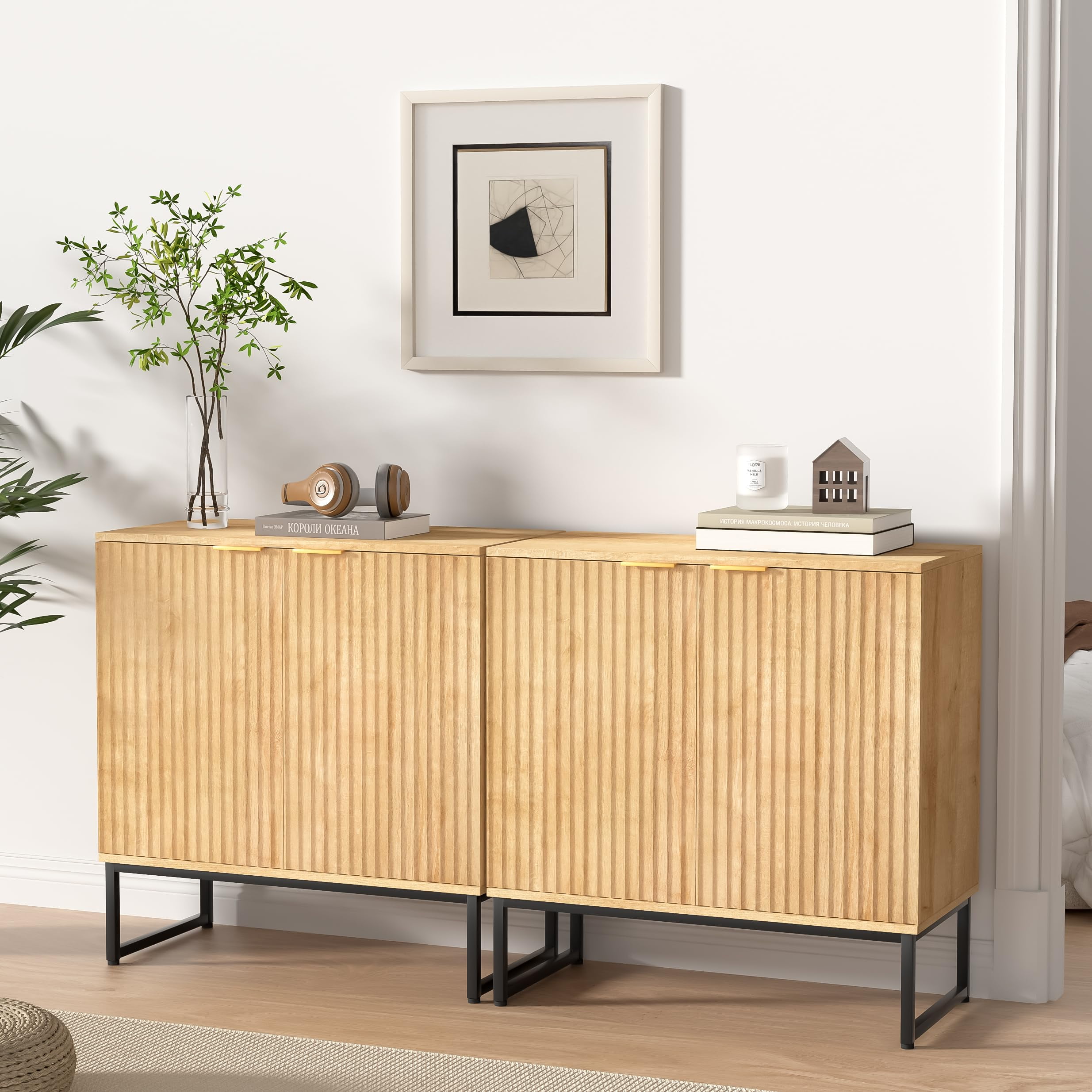 VAFHYLLIS Fluted Buffet Cabinet, Sideboard, 63“ Wooden sideboards and ...