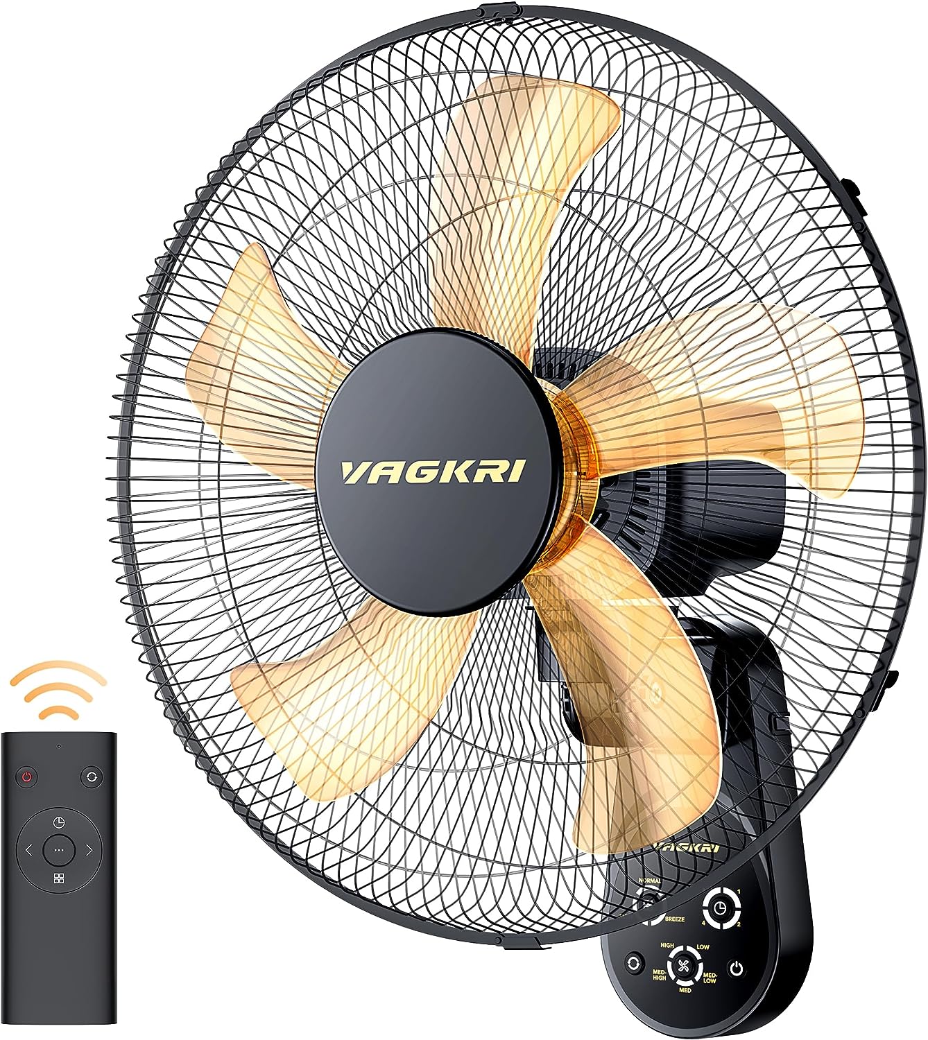VAGKRI Wall Mount Fan, 16 Inch Wall Fans with 5 Blades, 5 Speeds, 8 ...