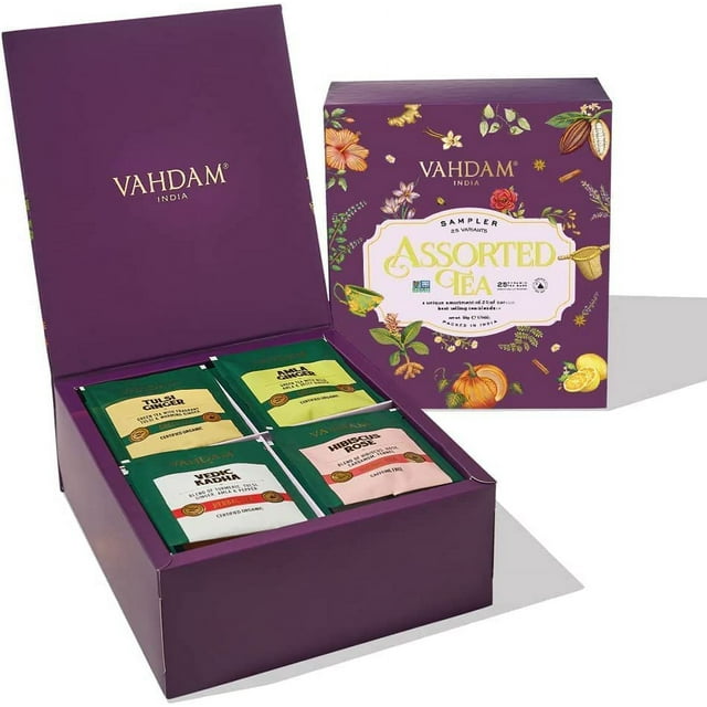 VAHDAM Assorted Tea Sampler, Premium Tea Gift Set, 25 flavors - Walmart.com