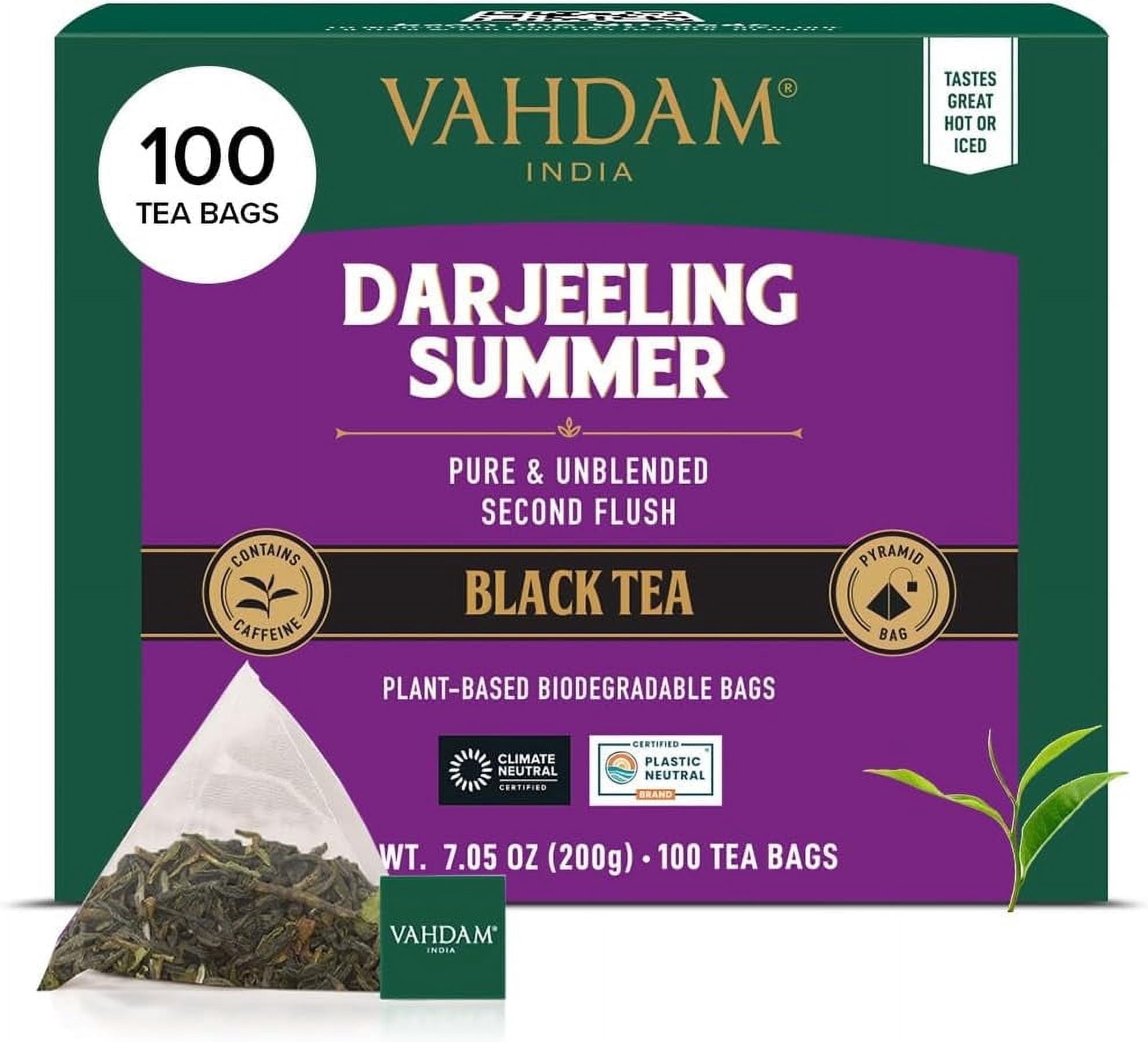 VAHDAM, Darjeeling Pure Black Tea Bags (100 Count) | Strong, Robust ...