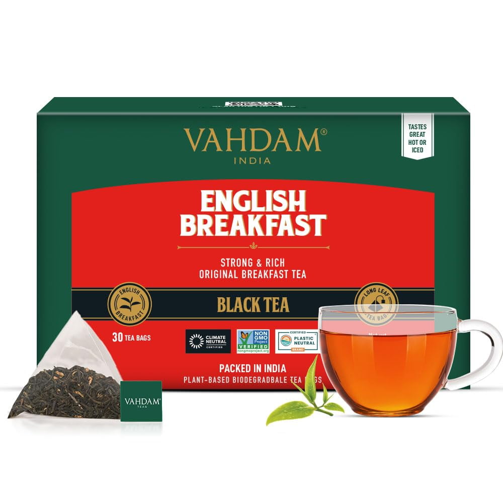 VAHDAM, English Breakfast Black Tea Bags ITL1 (30 Count) High Caffeine ...