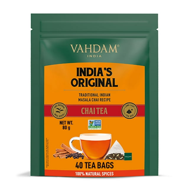 VAHDAM, India's Original Masala Chai Tea Bags (40 Ct) Non GMO, Gluten ...