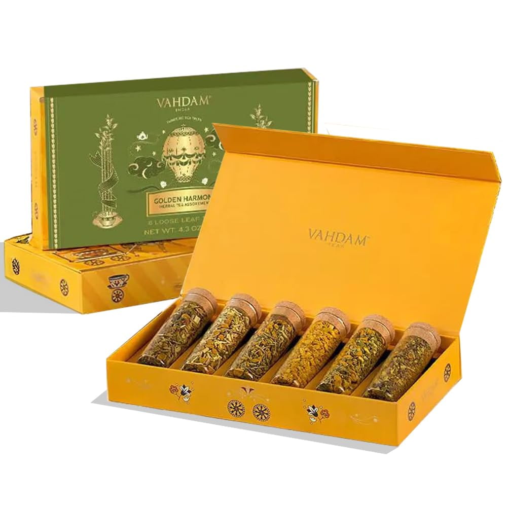 VAHDAM, Limited Edition - DEF29 Turmeric Herbal Wellness Tea Set - 6 ...