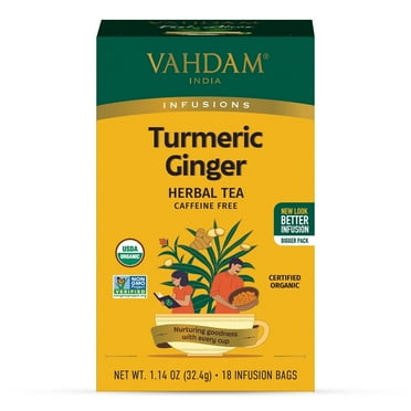 LeafLea Turmeric Tea with Ginger and Cinnamon, 80 Premium Turmeric ...