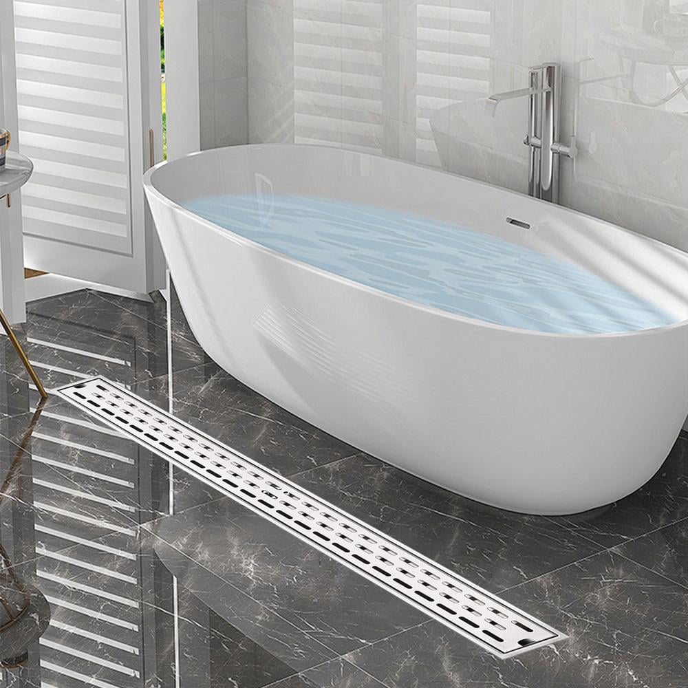 VAHIGCY 39-Inch Linear Shower Drain with Tile Insert Grate ...