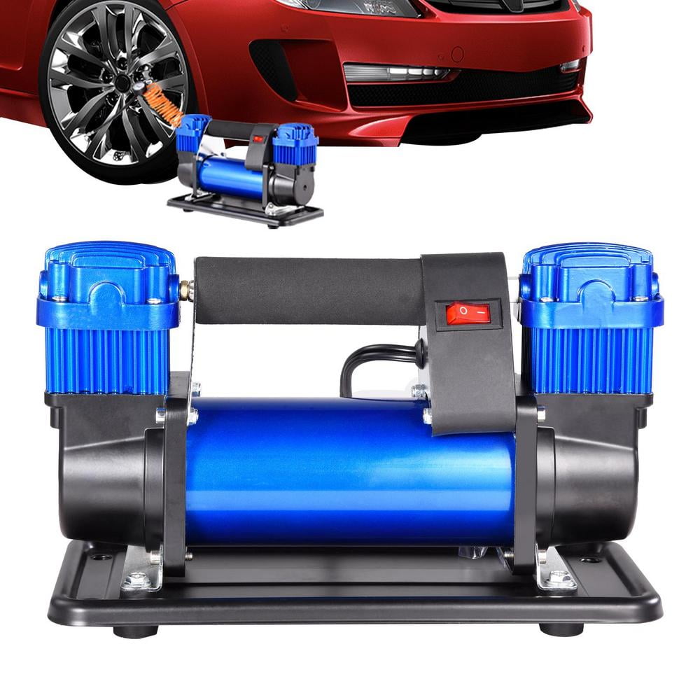 VAHIGCY Air Compressor Blue 12V Twin Cylinder Quiet Air Compressor Pump ...