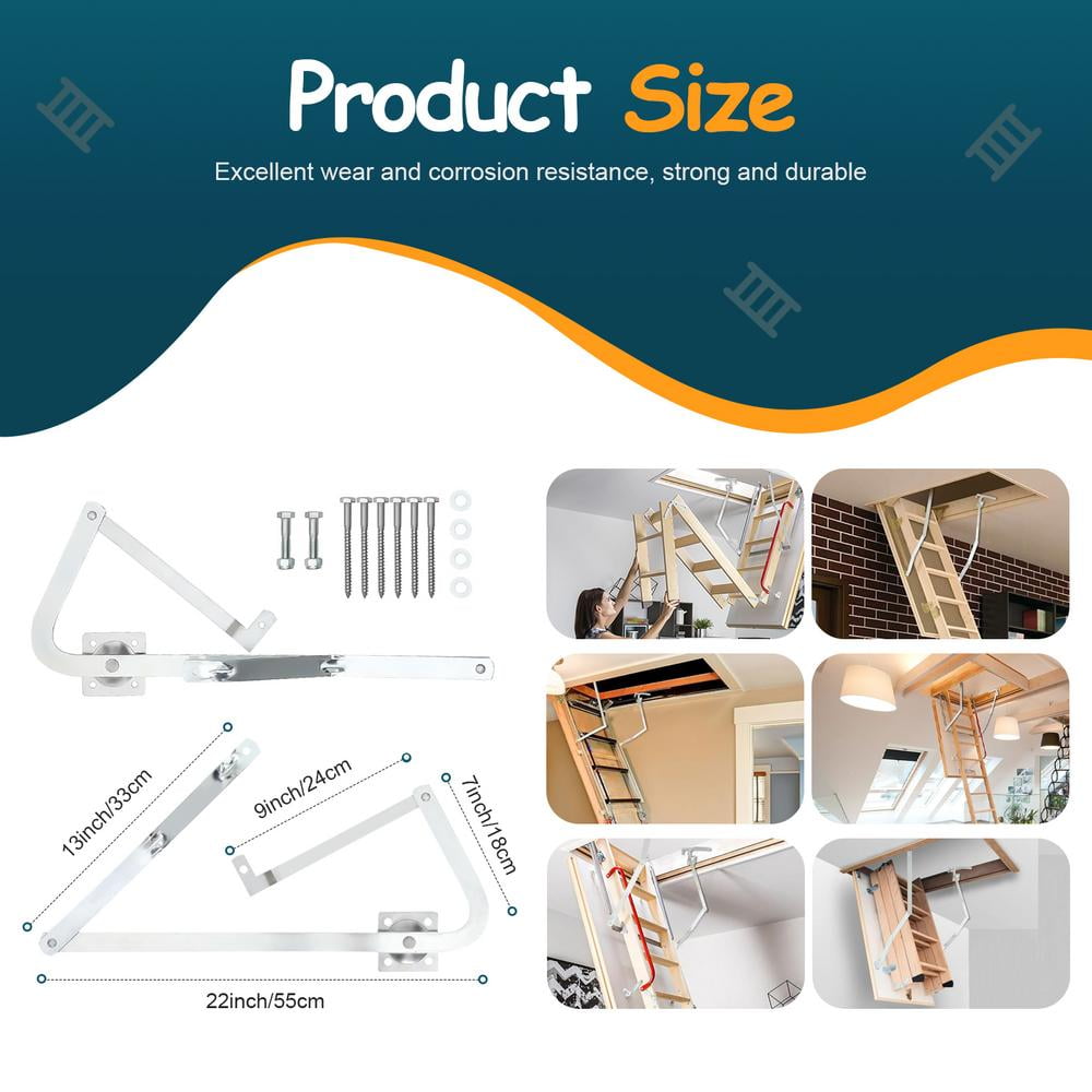 VAHIGCY Attic Door Hinges Stairway Ladder Hinge Kit Replacement Alloy ...