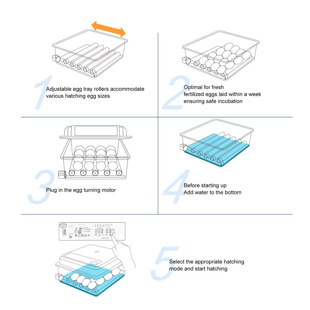 VAHIGCY Automatic Egg Hatcher Humidity Control Egg Turning Hatcher ...