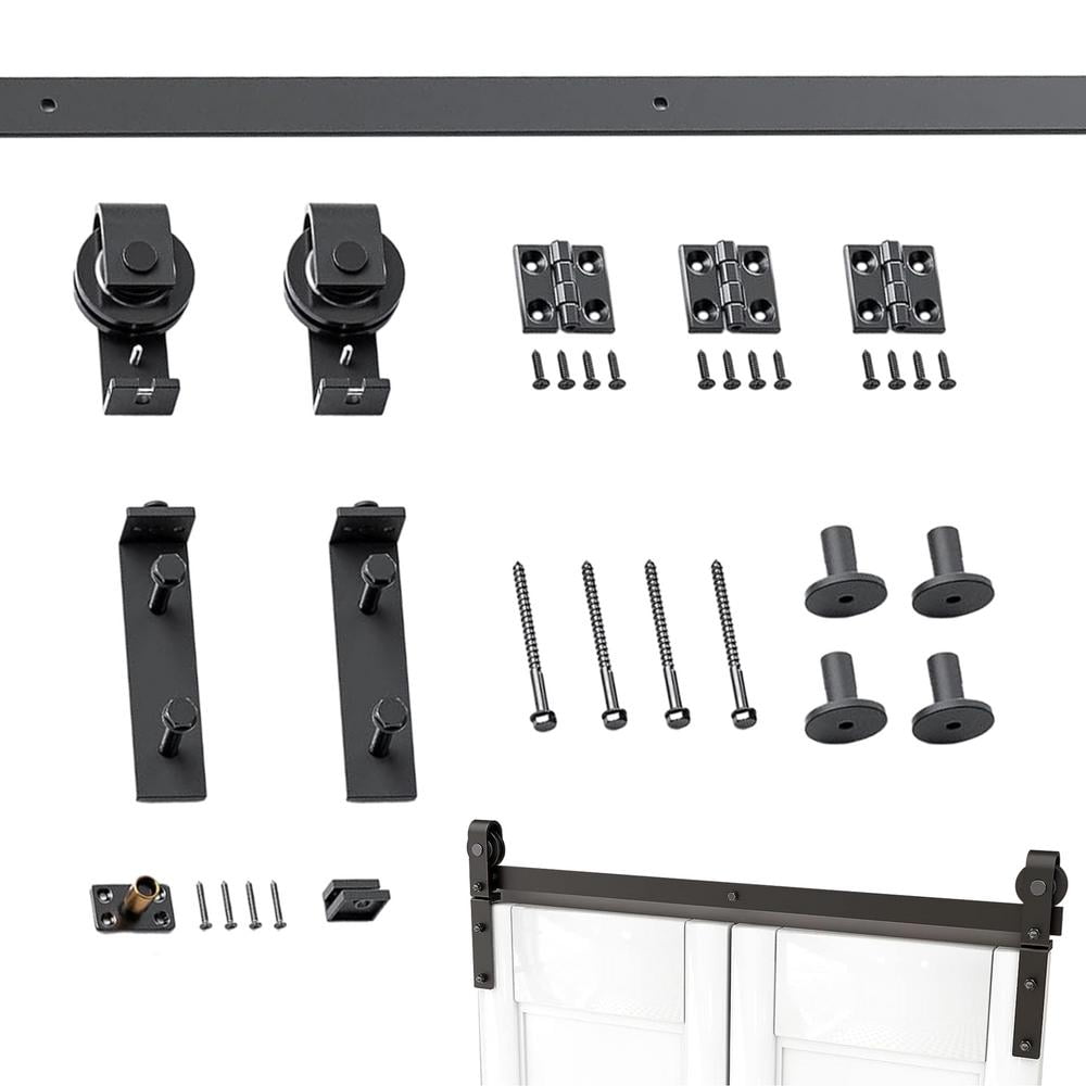 VAHIGCY Barn Doors Rail Carbon Steel Hardware Kits Set Rail Sliding ...