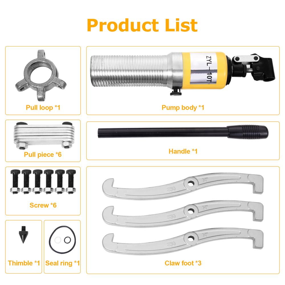 VAHIGCY Hydraulic Gear Puller Kit Heavy Duty Hydraulic 10 Ton Separator ...
