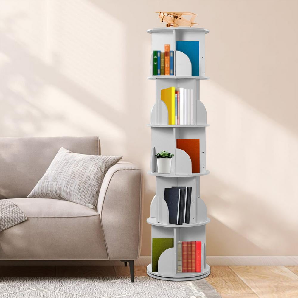 VAHIGCY Rotating Bookshelf, Corner Bookshelf, Spinning Bookshelf Tower ...