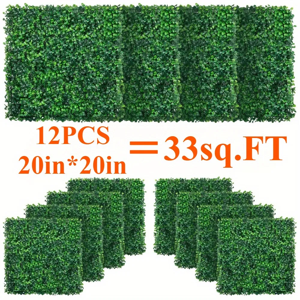 VAIKAXY 12 Pieces 20 inch x 20 inch Grass Height 1.6 inch Boxwood Hedge ...