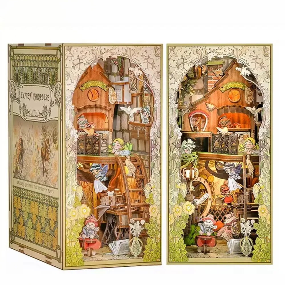 VAIKAXY 3D Wooden Dollhouse Elven Paradise Handmade Craft with LED ...
