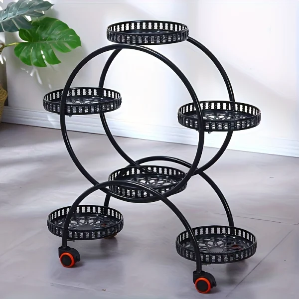VAIKAXY 4 Tier Portable Flower Pot Storage Rack Plant Stand with 6 ...