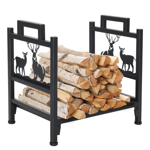 VAIKAXY Sturdy Decorative Firewood Rack, Heavy Duty Indoor/Outdoor Wood ...