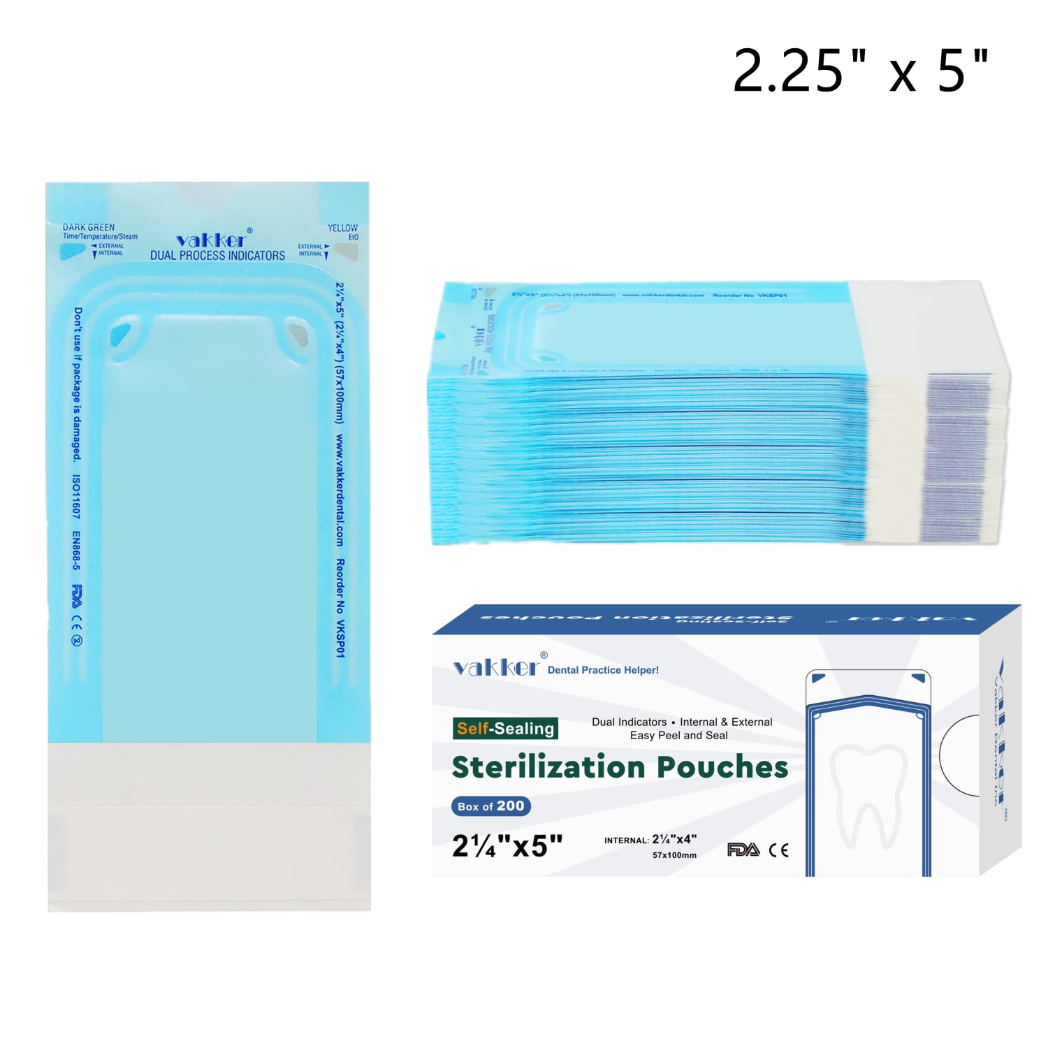 VAKKER Dental Medical Grade Self Seal Sterilization Pouches VKSP01 ...