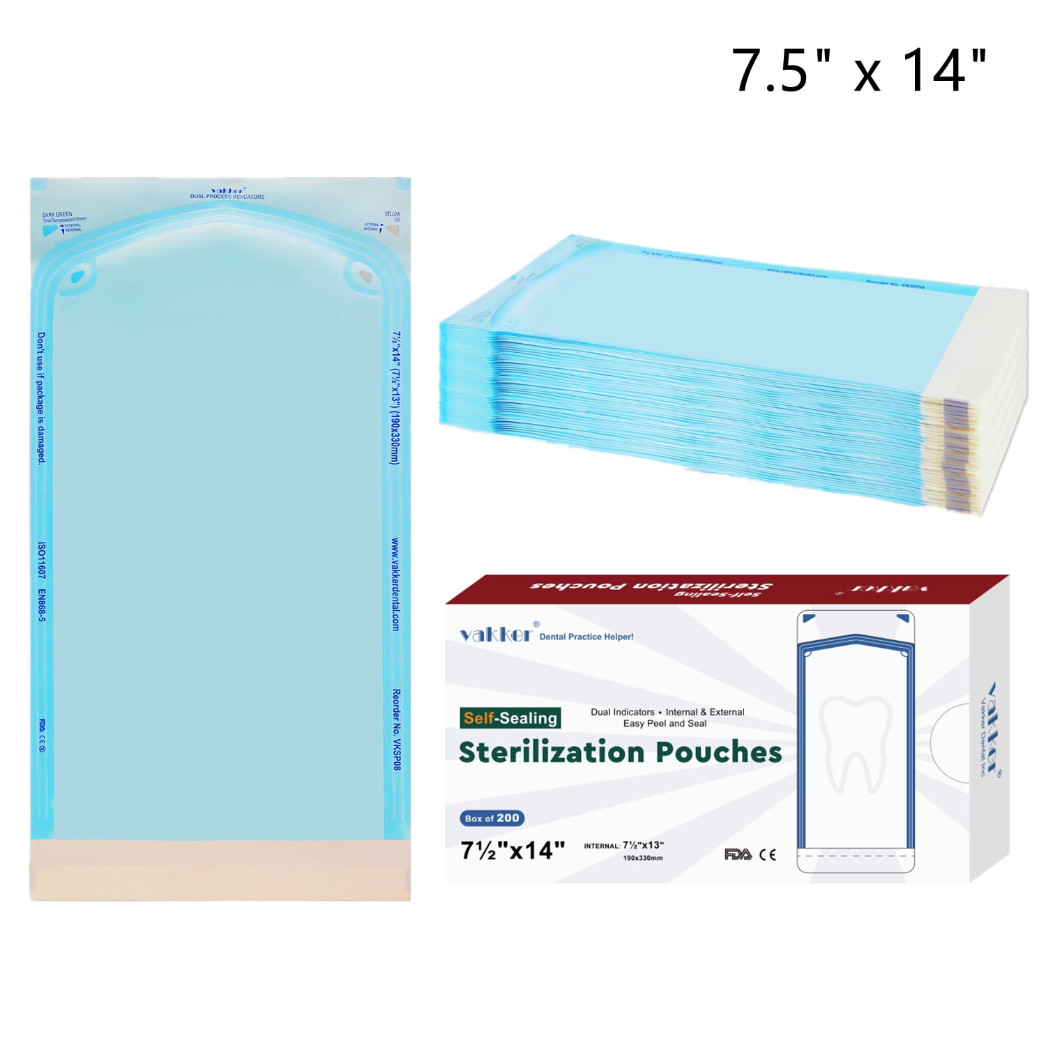 VAKKER Dental Medical Grade Self Seal Sterilization Pouches VKSP08 ...