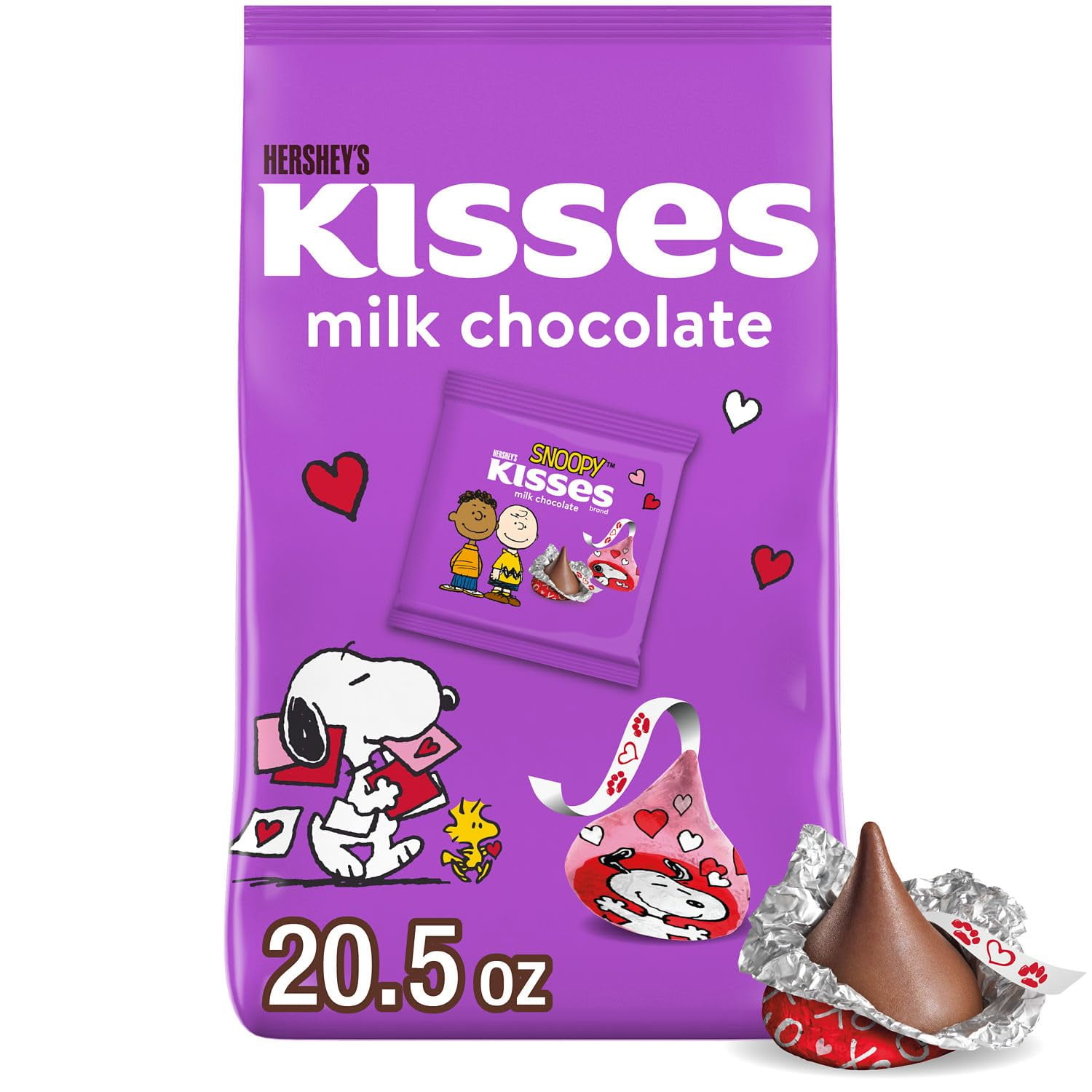 VAL HERSHEY'S Milk Chocolate KISSES With Snoopy & Friends Foils ...