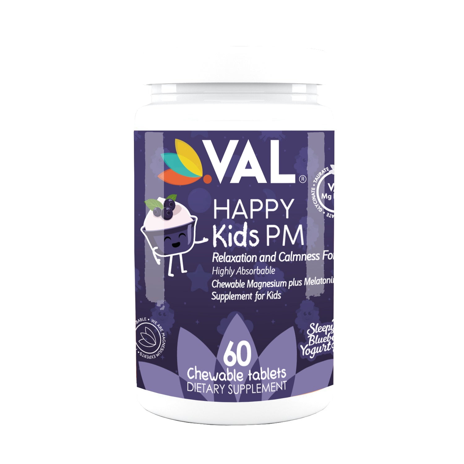 VAL Happy Kids Melatonin plus Magnesium Bedtime Routine Supplement - 60 ...