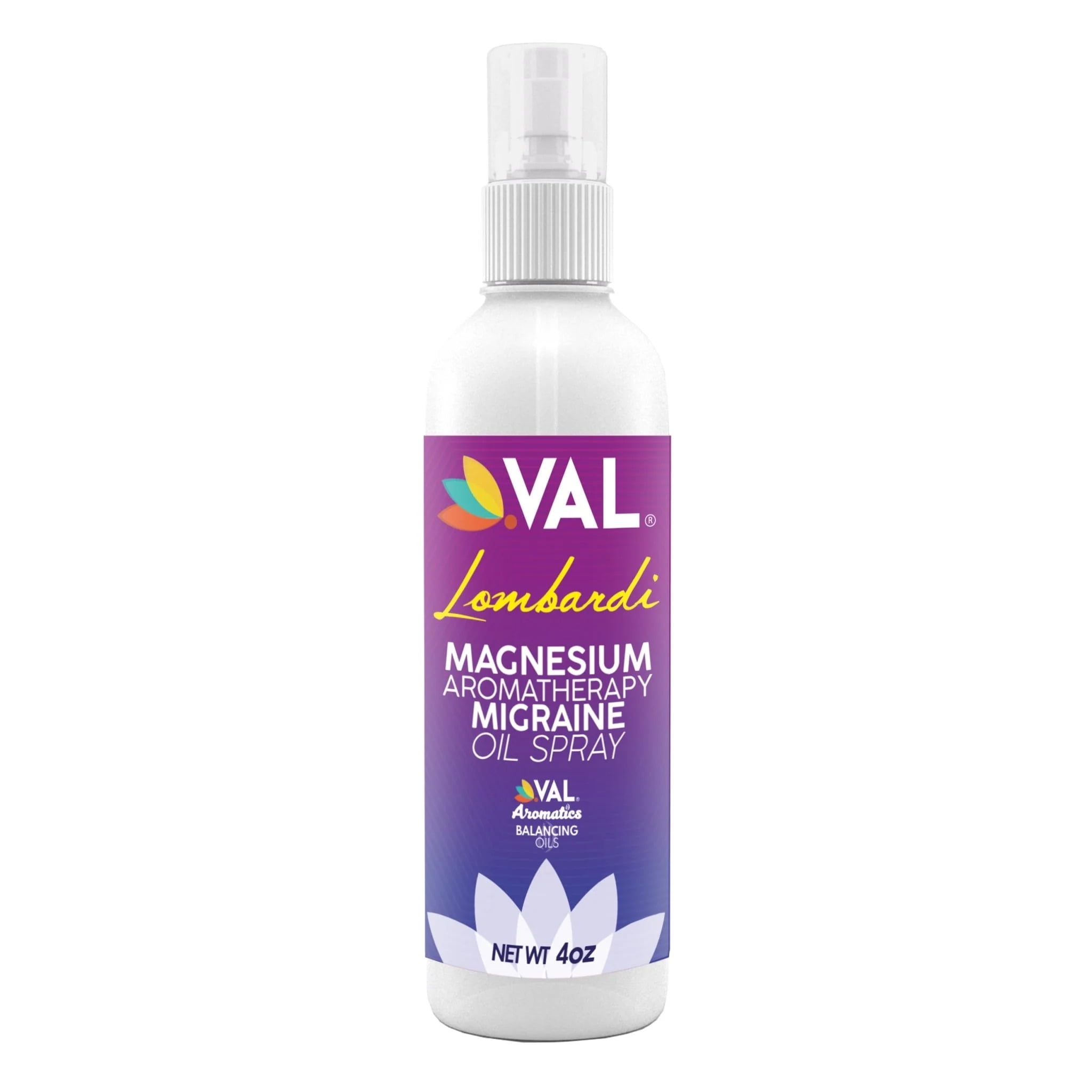VAL Lombardi Migraine Relief Magnesium Spray with Relaxant Oils - 4oz ...