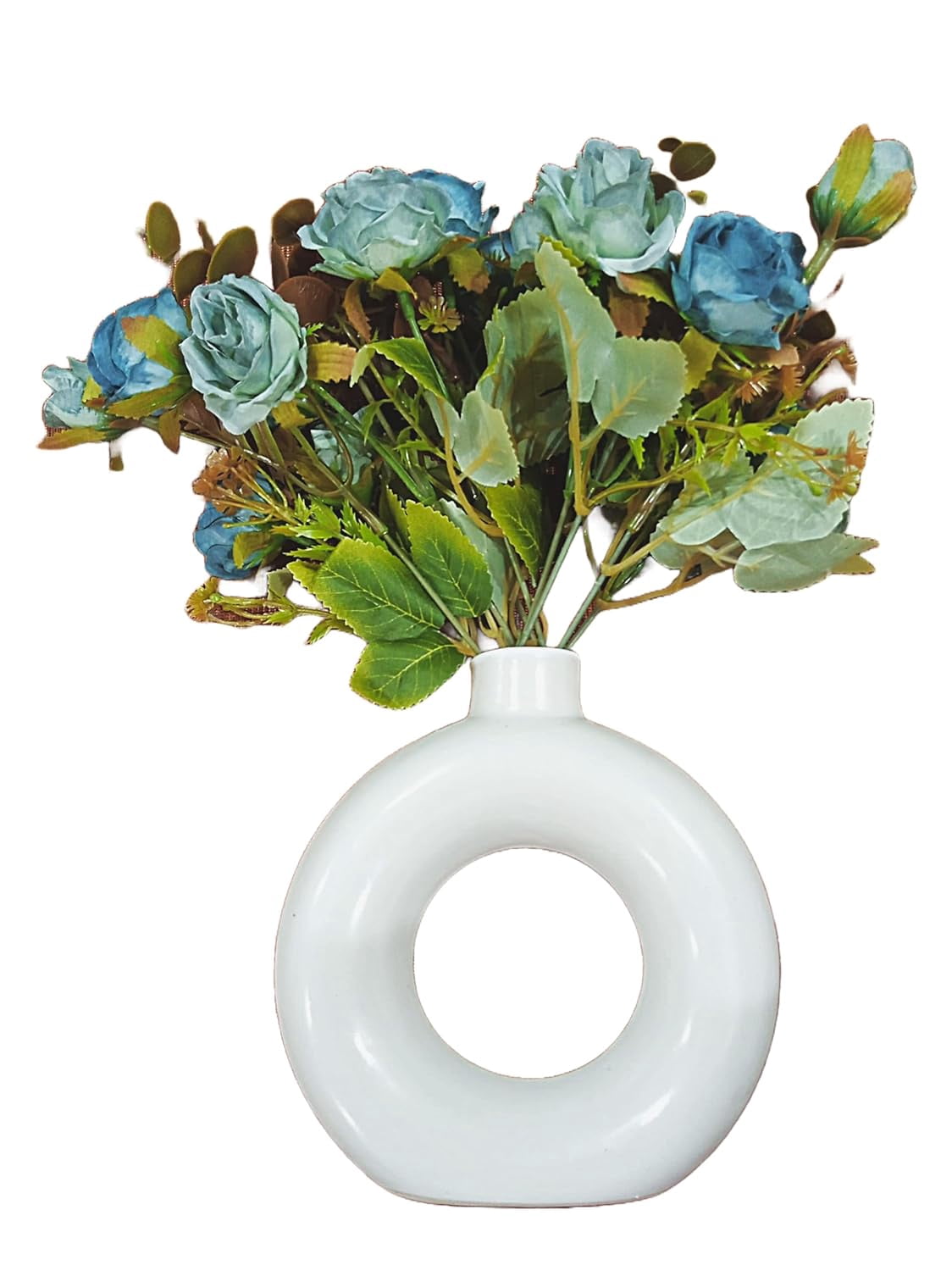 VALENCIA FLORA CERAMIC DONUT VASE Table Pot for CornerFlower VaseGrass ...