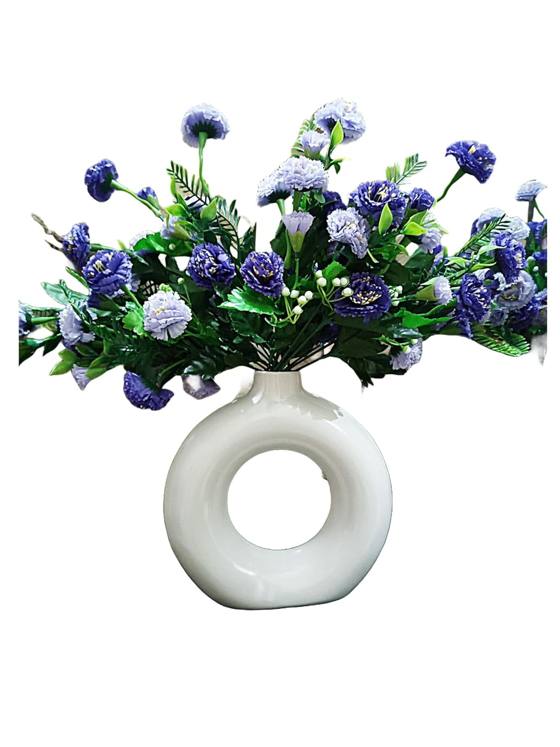 VALENCIA FLORA CERAMIC DONUT VASE Table Pot for CornerFlower VaseGrass ...