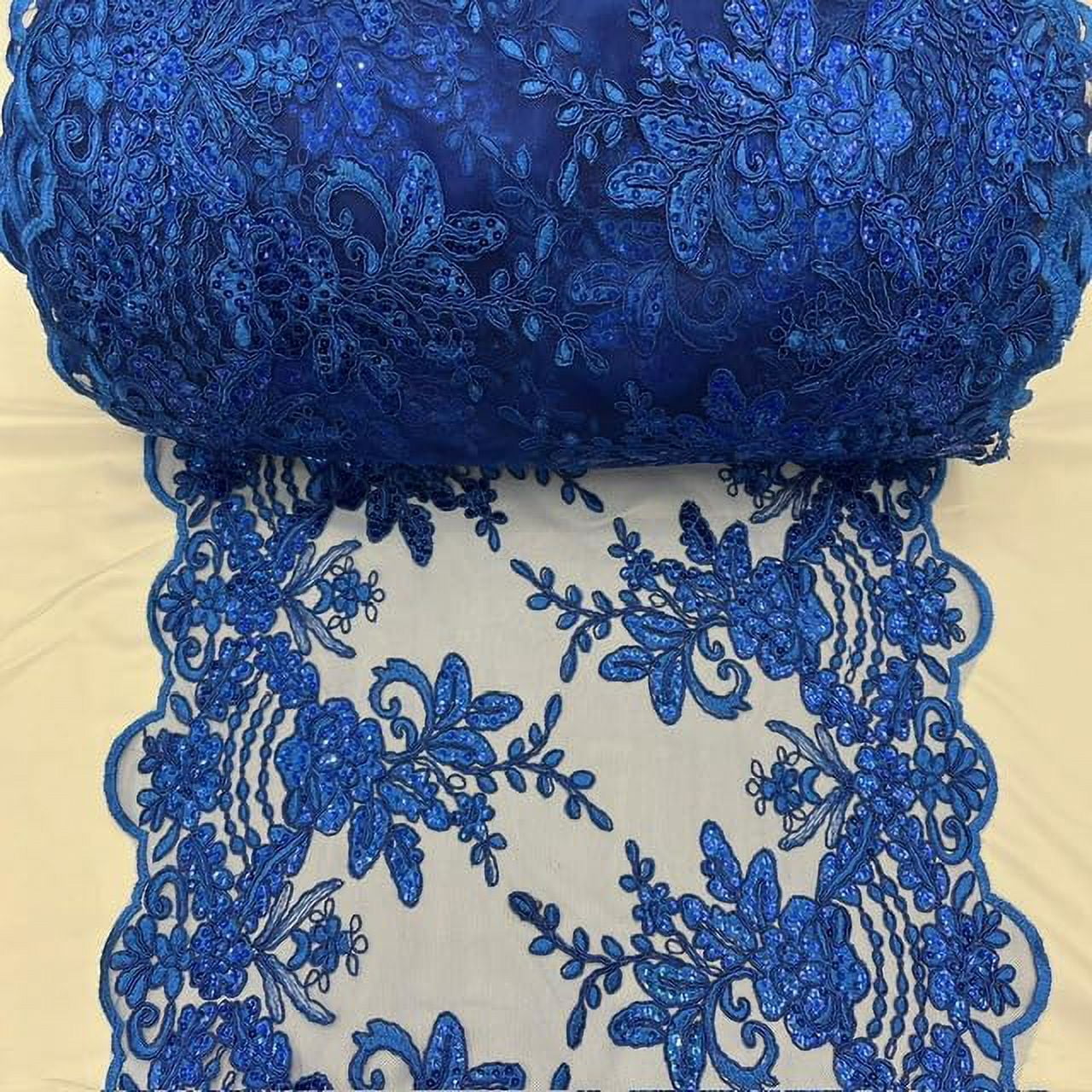 VALENTINA TEXTILE INC Sequin lace Fabric with Embroideries on mesh VT ...