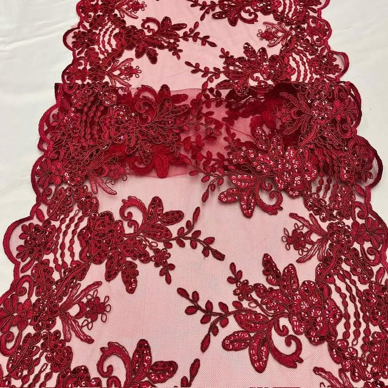 VALENTINA TEXTILE INC Sequin lace Fabric with Embroideries on mesh VT ...