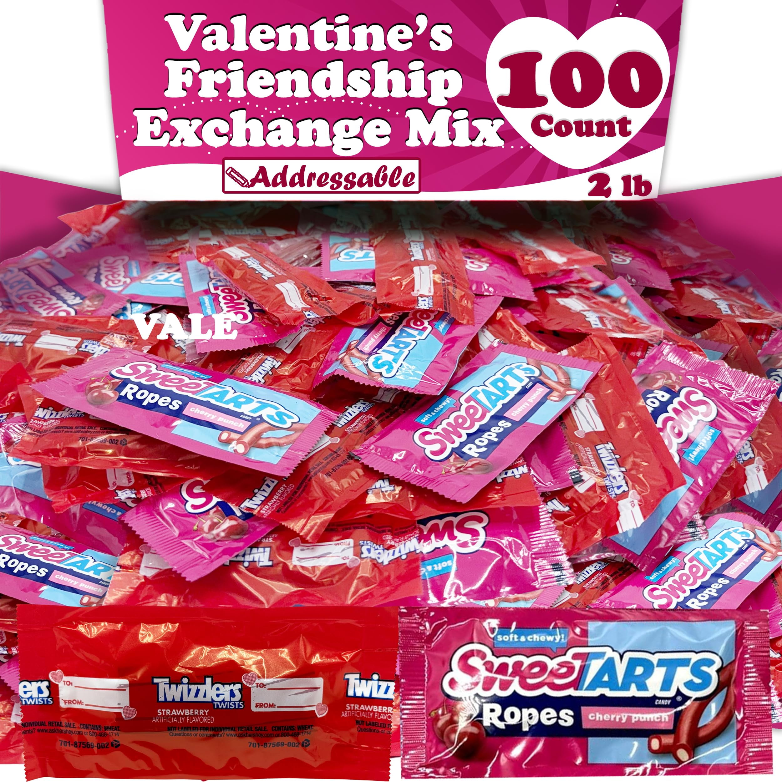 VALENTINE'S DAY BULK CANDY SBF3 MIX, 100 Count, Strawberry and Swetarts ...