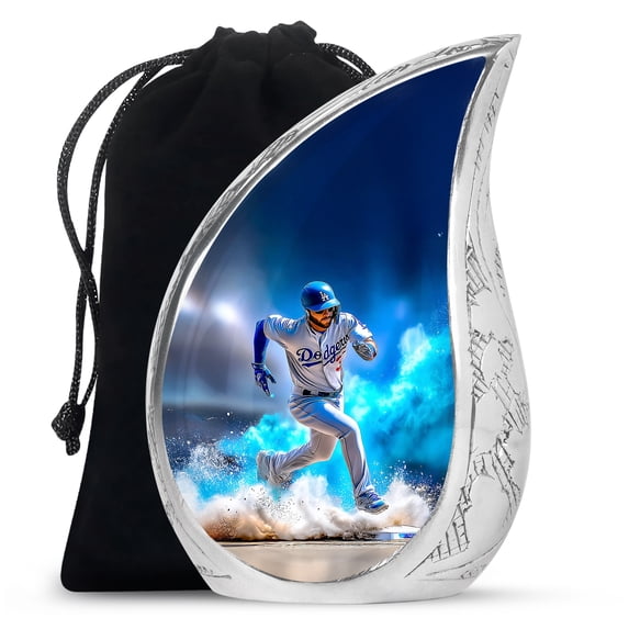 VALERASH Baseball Urns for Human Ashes 10 Inch - Blue Teardrop Funeral ...