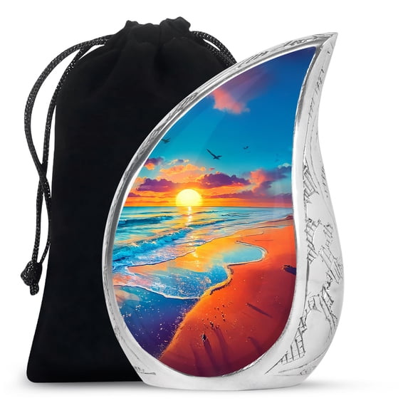 VALERASH Beach Cremation Urns for Adult Ashes Women - Blue Teardrop ...