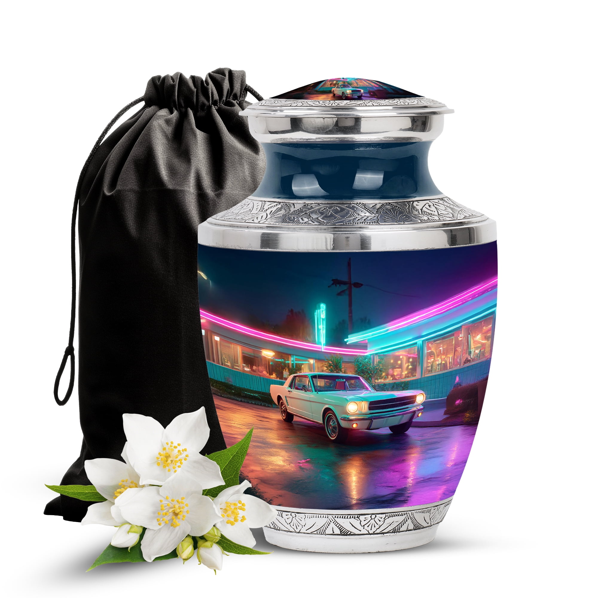 VALERASH Car Memorial Urns for Adult Male - Large Blue Funeral Urn for ...